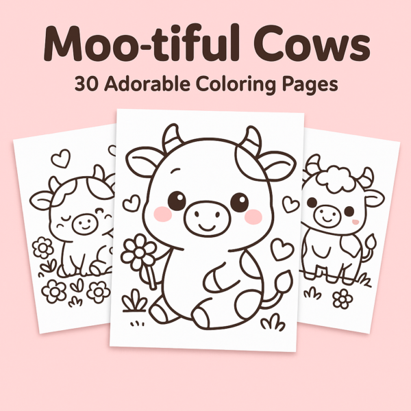 Moo-tiful Cows Coloring Pages PDF – 30 Relaxing and Cute Cow Designs ...